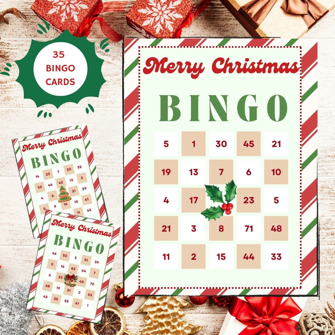 Christmas Bingo 35 Unique Bingo Cards Kids' Christmas Activity ...
