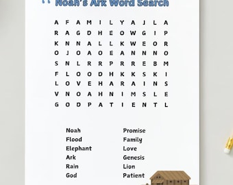 Noah's Ark Word Search - Etsy