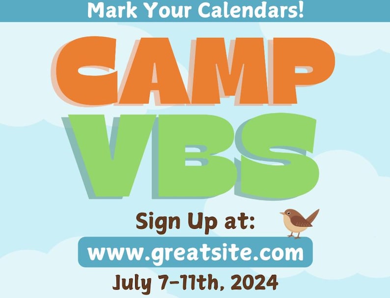 Camp-themed Vacation Bible School Postcard Invite With Registration ...