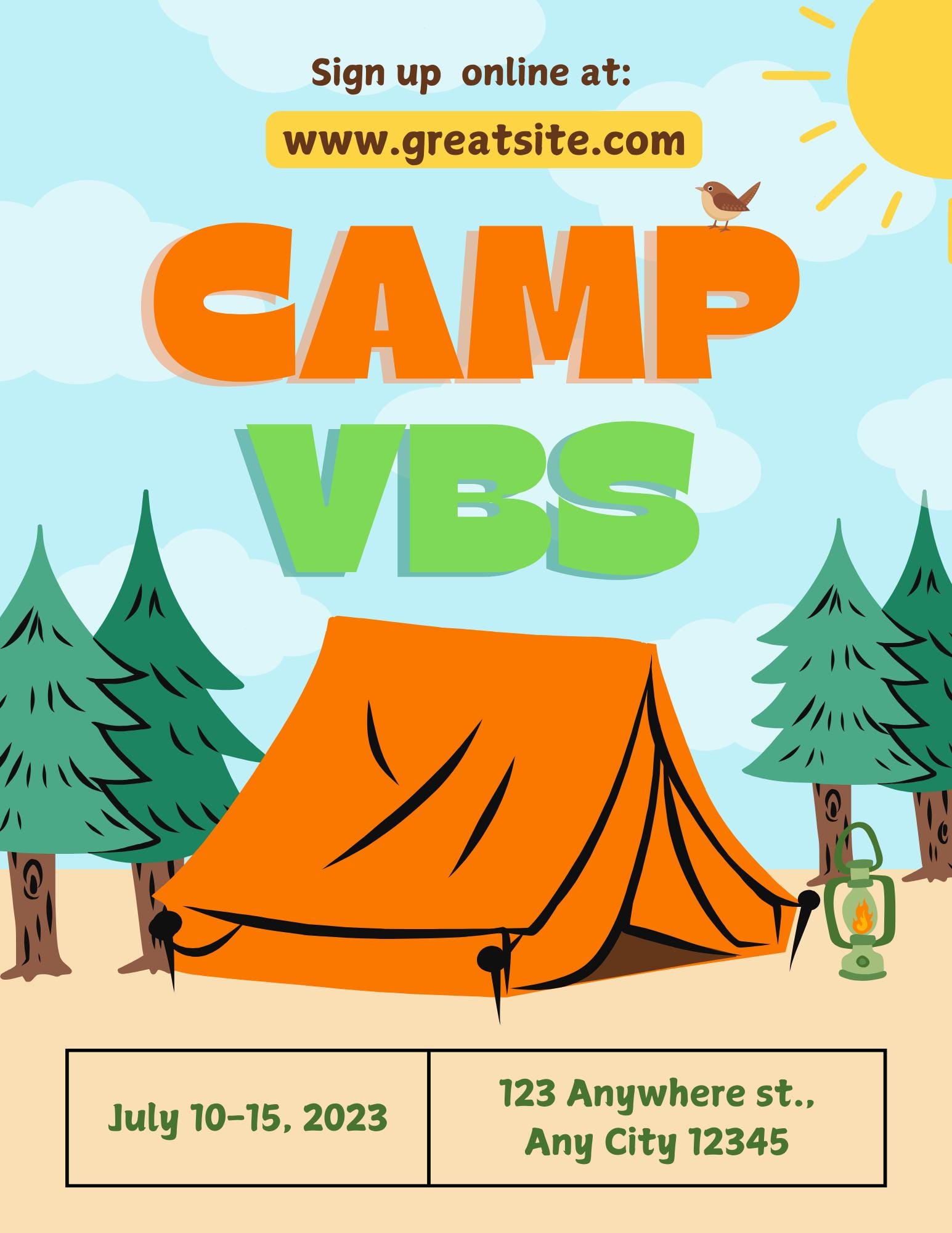 Camp-themed Vacation Bible School Poster - VBS Flyer Printable - Etsy