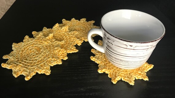 Crochet Sun Coasters Set of 4 | Etsy