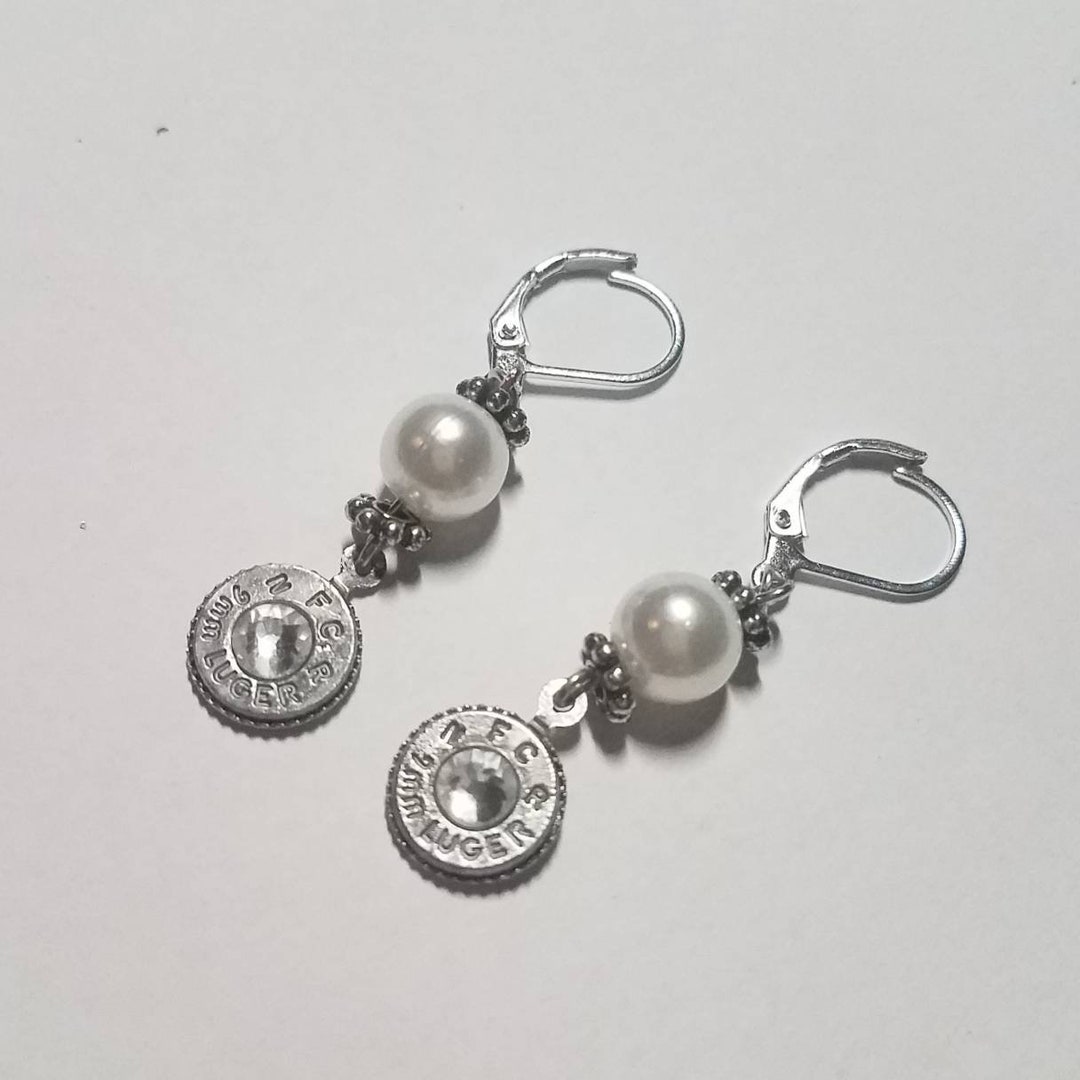 Steel Bullet Earrings With Pearl Bullet Jewelry Gifts for Her - Etsy