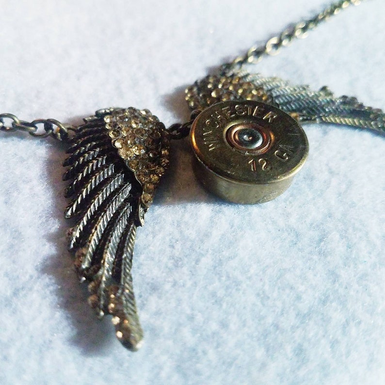 Shotgun Shell & Angel Wings Bullet Necklace Bullet Jewelry - Etsy