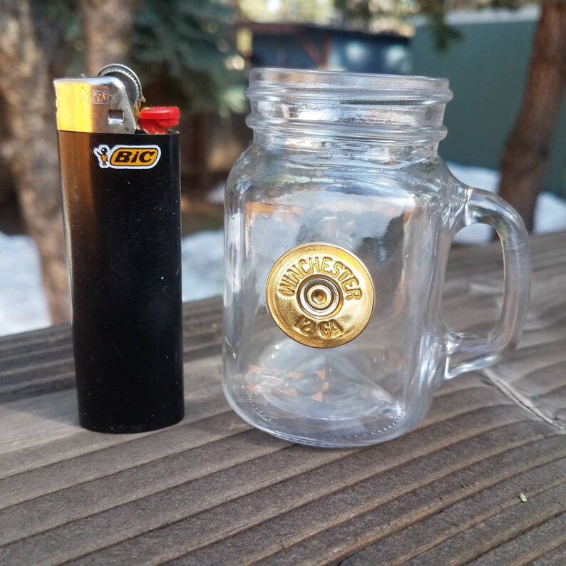 Mini Glass Mason Jar With Handle Shotgun Shell Shotglass - Etsy