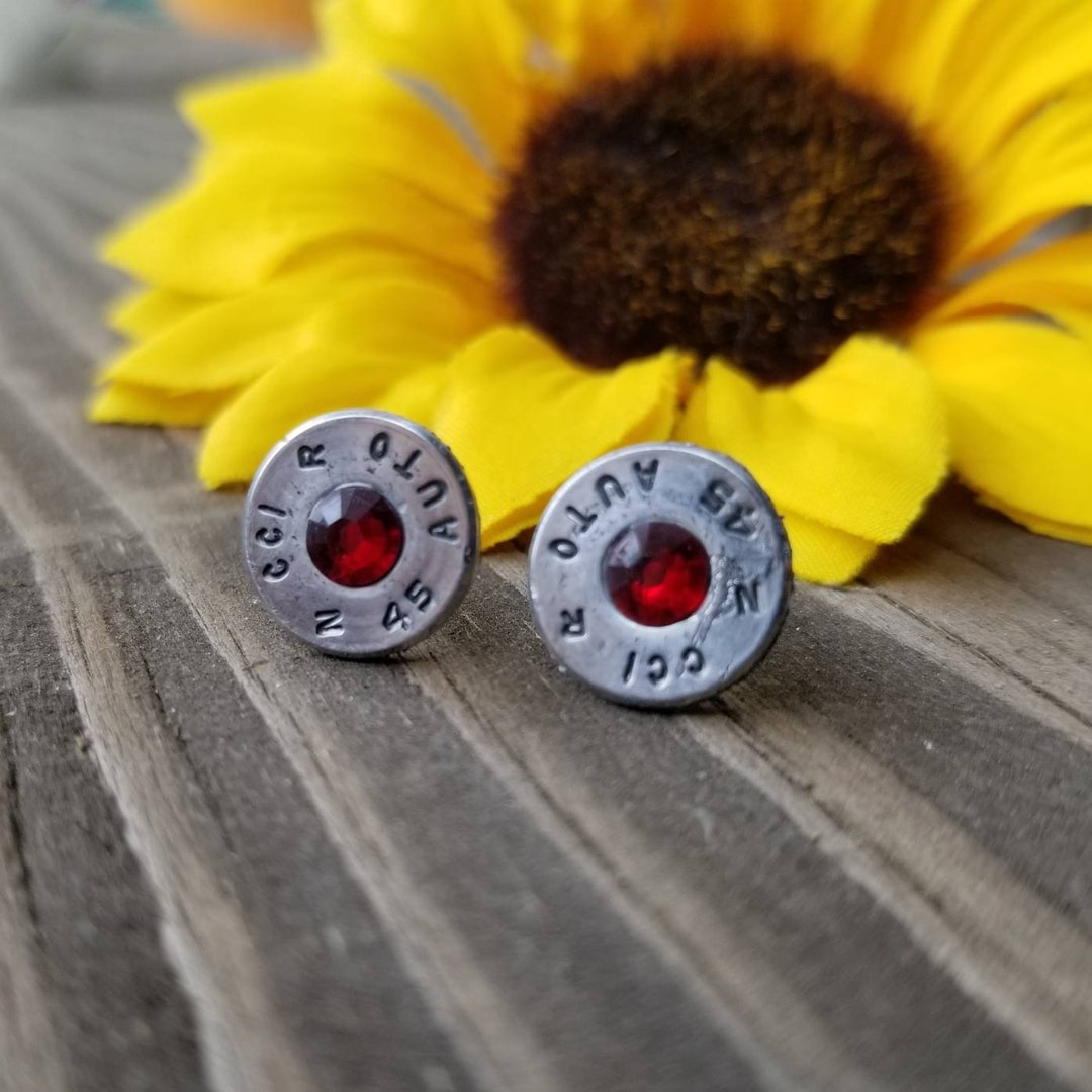 45 Caliber Bullet Studs Bullet Earrings THIN Cut - Etsy
