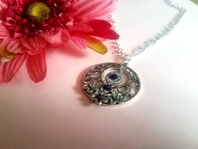 Bullet Necklace Floral Steel Bullet Charm on a Floral - Etsy