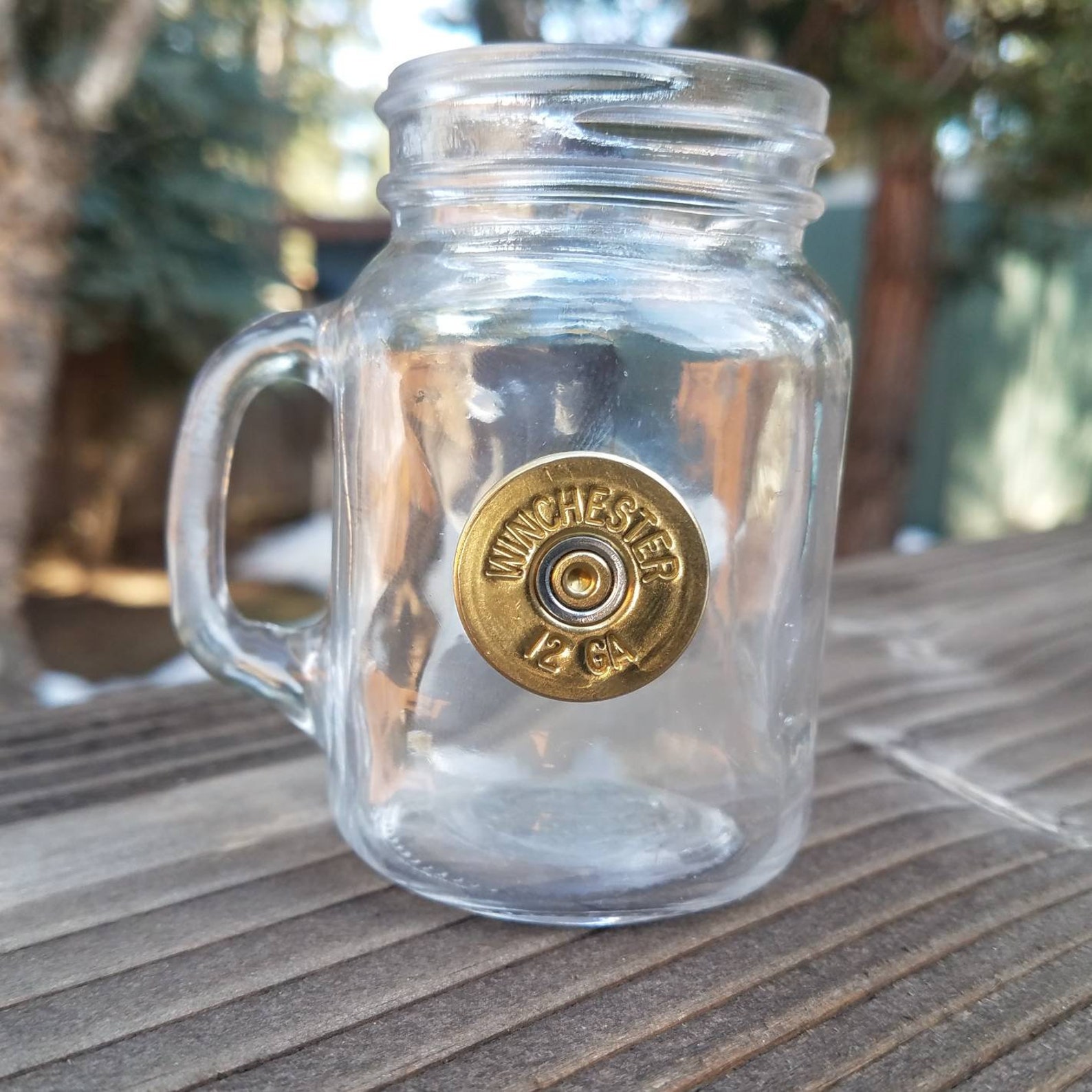 Mini Glass Mason Jar With Handle Shotgun Shell Shotglass - Etsy