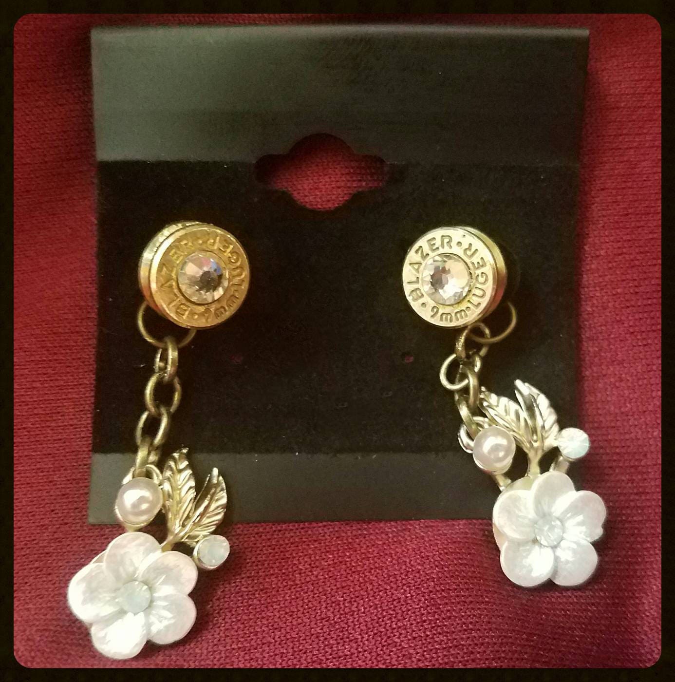 Bullet Stud Earrings With Dangly Floral Backs | Etsy