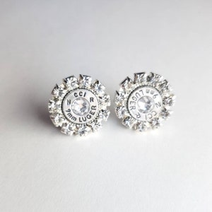 Bullet Stud Earrings With Rhinestones - Bullet Jewelry - Ammo Jewelry ...