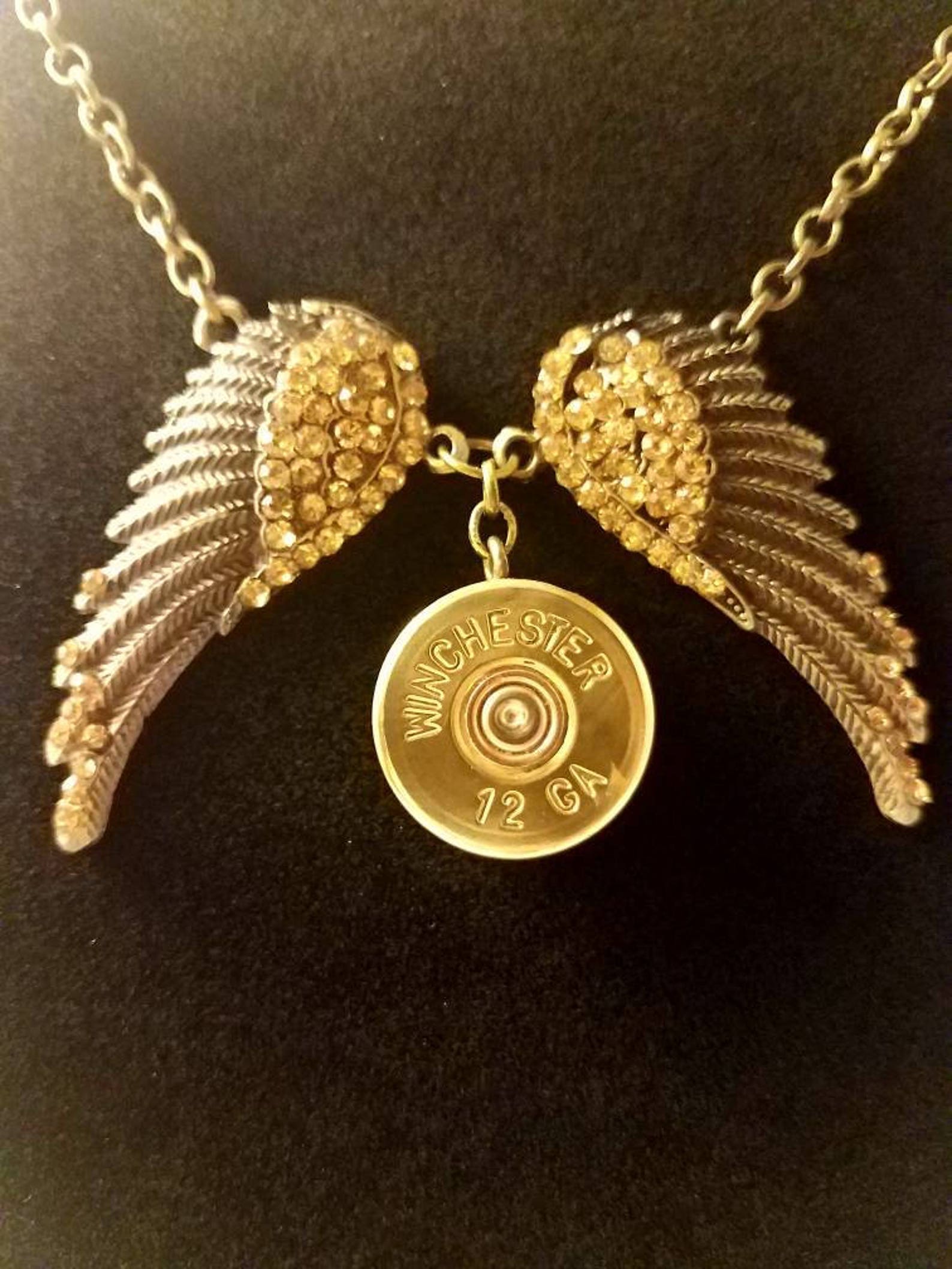 Shotgun Shell & Angel Wings Bullet Necklace Bullet Jewelry - Etsy