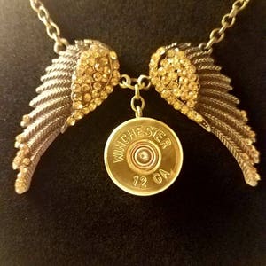 Shotgun Shell & Angel Wings Bullet Necklace Bullet Jewelry Gifts for ...