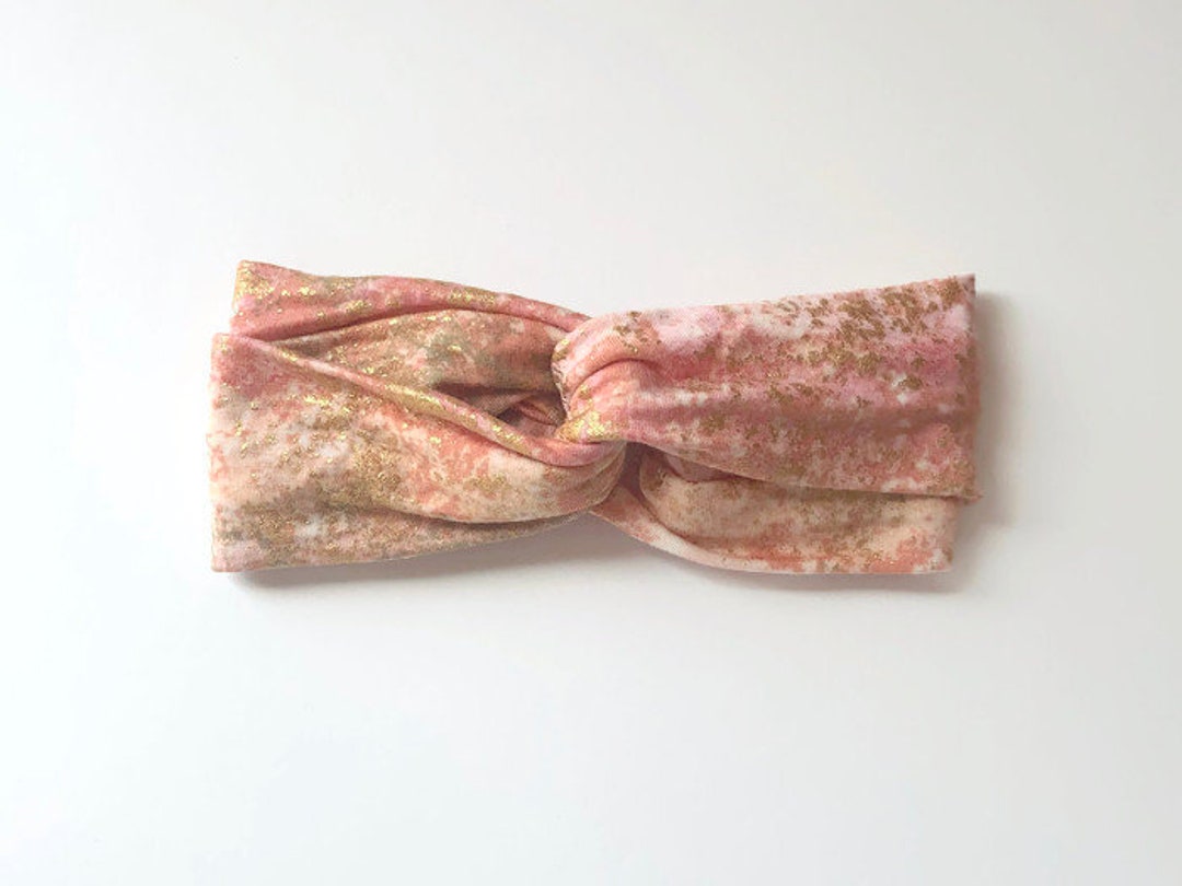 Blush Pink Two-way Headband: Gold Splatter Athletic Headband - Etsy