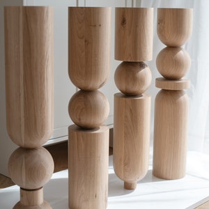 Table Natural Wooden Furniture Legs SET OF 4, Turned Feet for ...