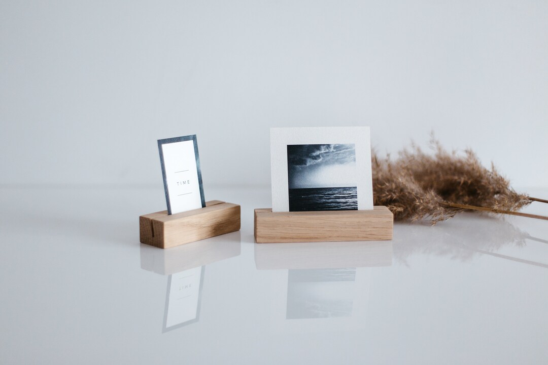 Handmade Oak Photo Stand: Business Card Holder, Wooden Display - Etsy