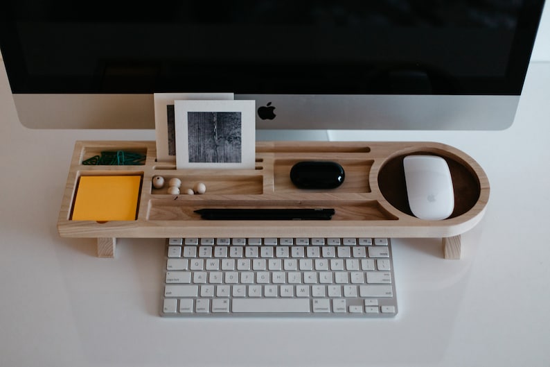 Maka Wood Desk Organizer Home Desk Storage Wood Desk | Etsy