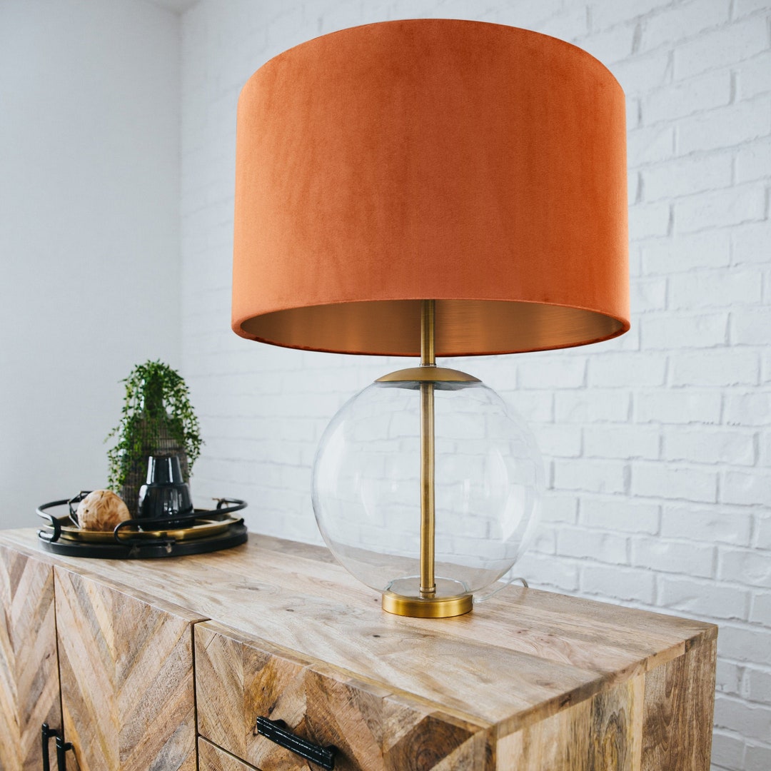 Rust Orange Velvet With Brushed Copper Liner Lampshade - Etsy UK
