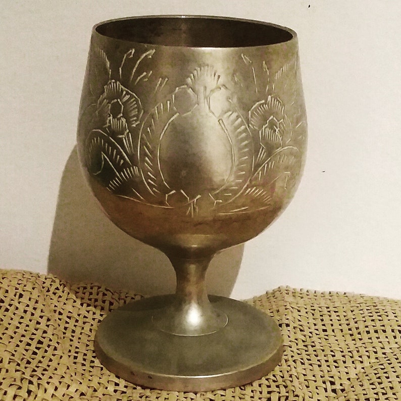 Six Small Brass Goblets Brass Shot Size Goblets Vintage - Etsy