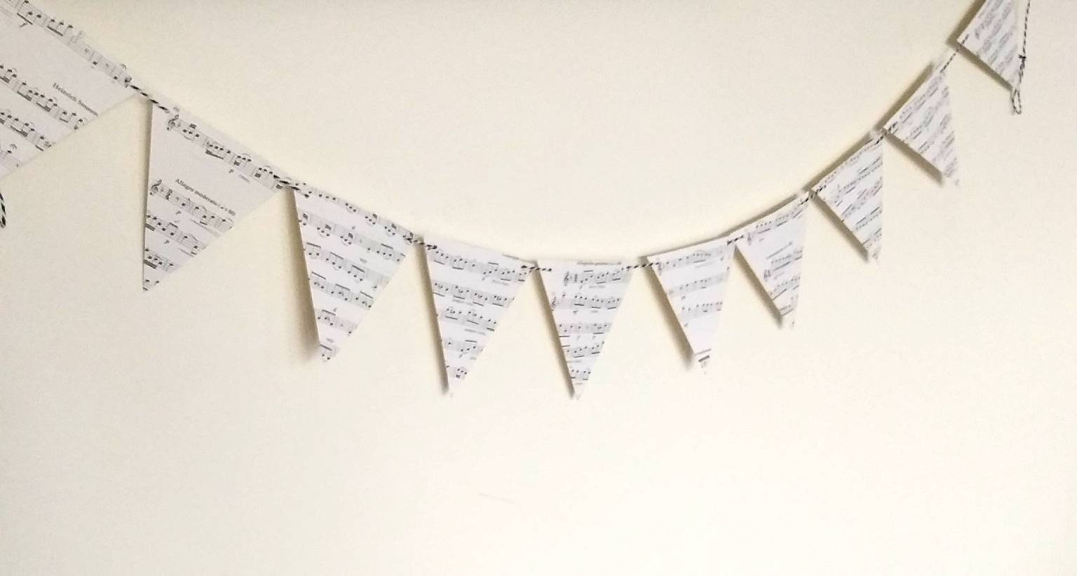 Music Sheet Garland Paper Bunting Music Banner Music | Etsy