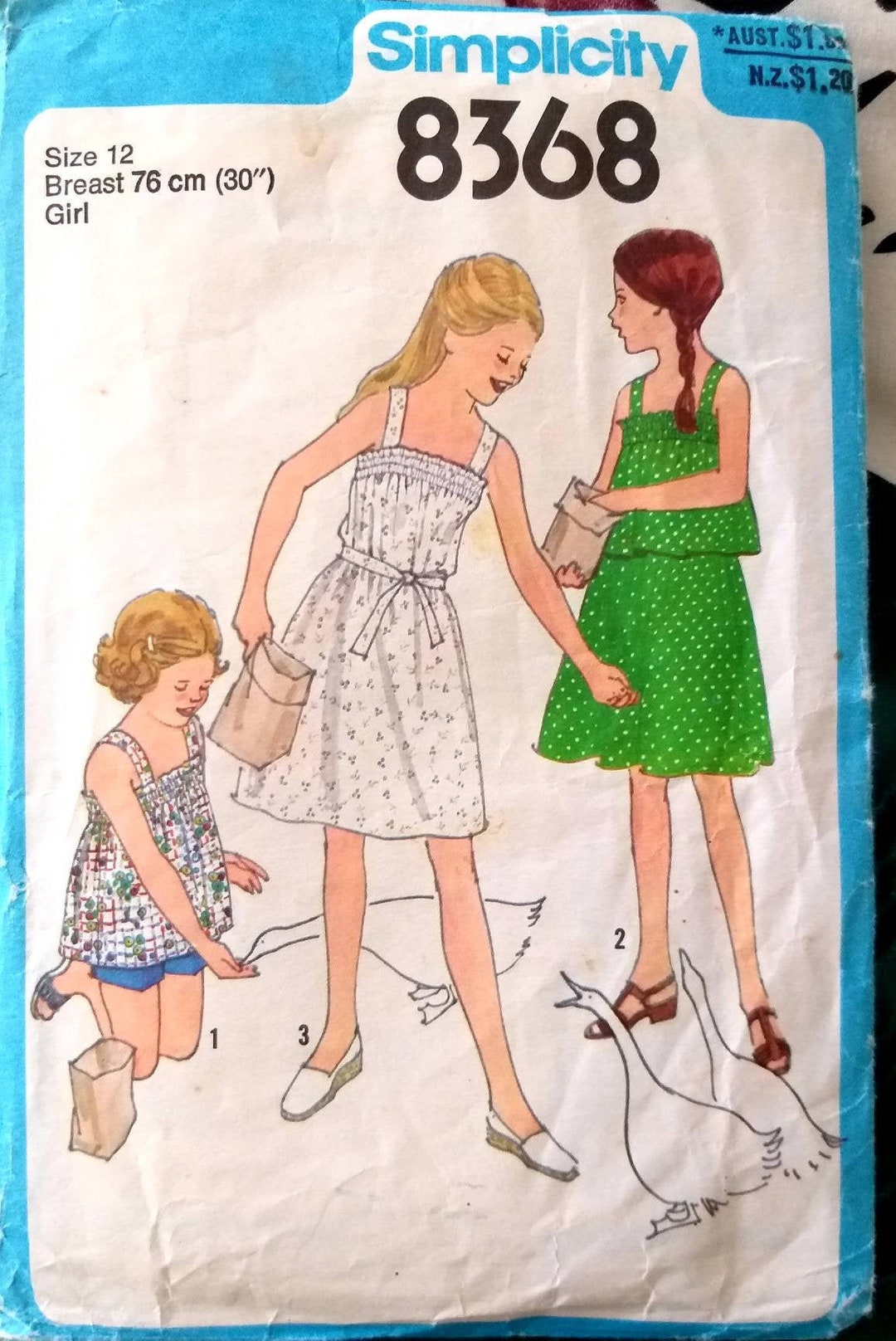 1978 Simplicity Pattern, Simplicity 8368, Girls Size 12, Chest Size 30 ...
