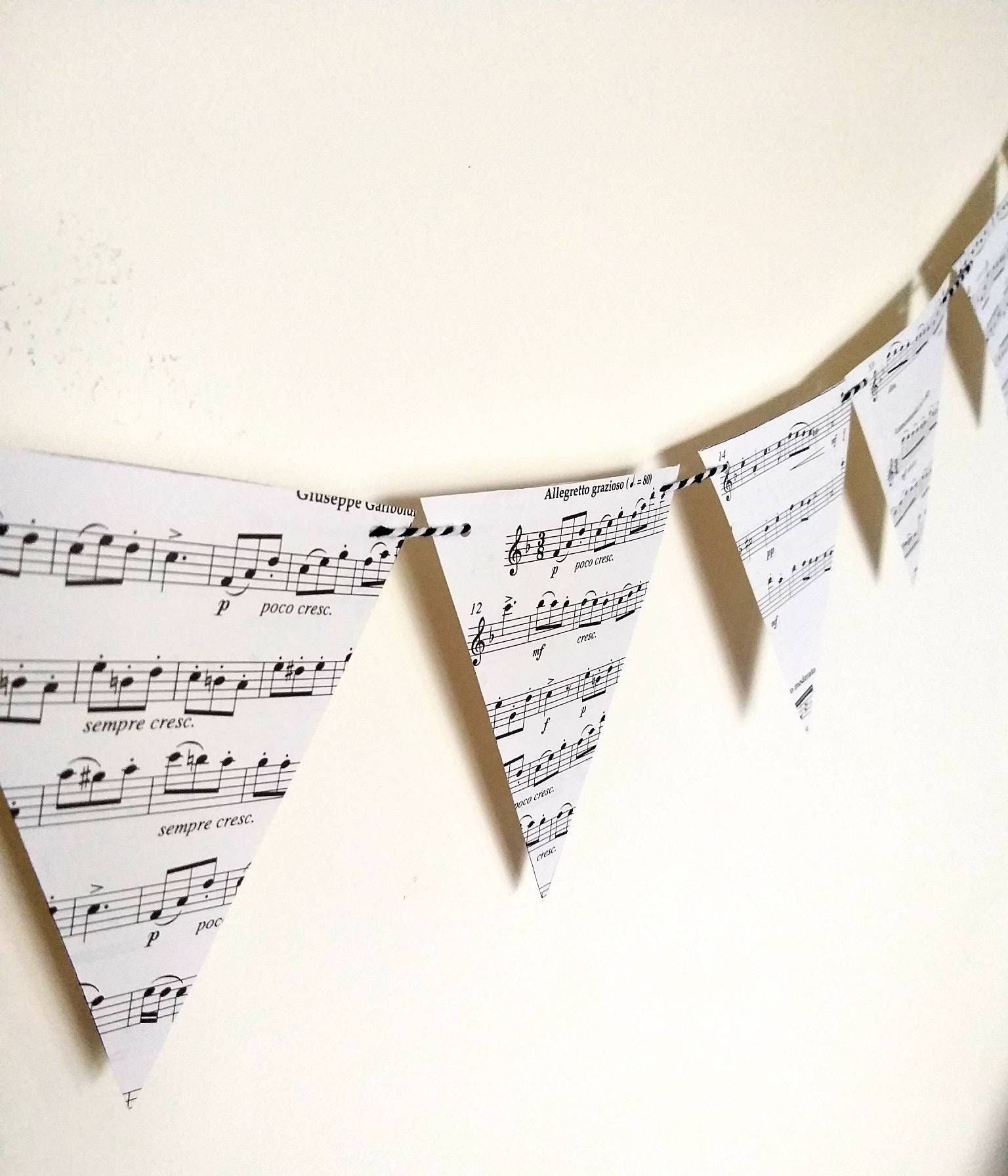 Music Sheet Garland, Paper Bunting, Music Banner, Music Bunting, Music ...