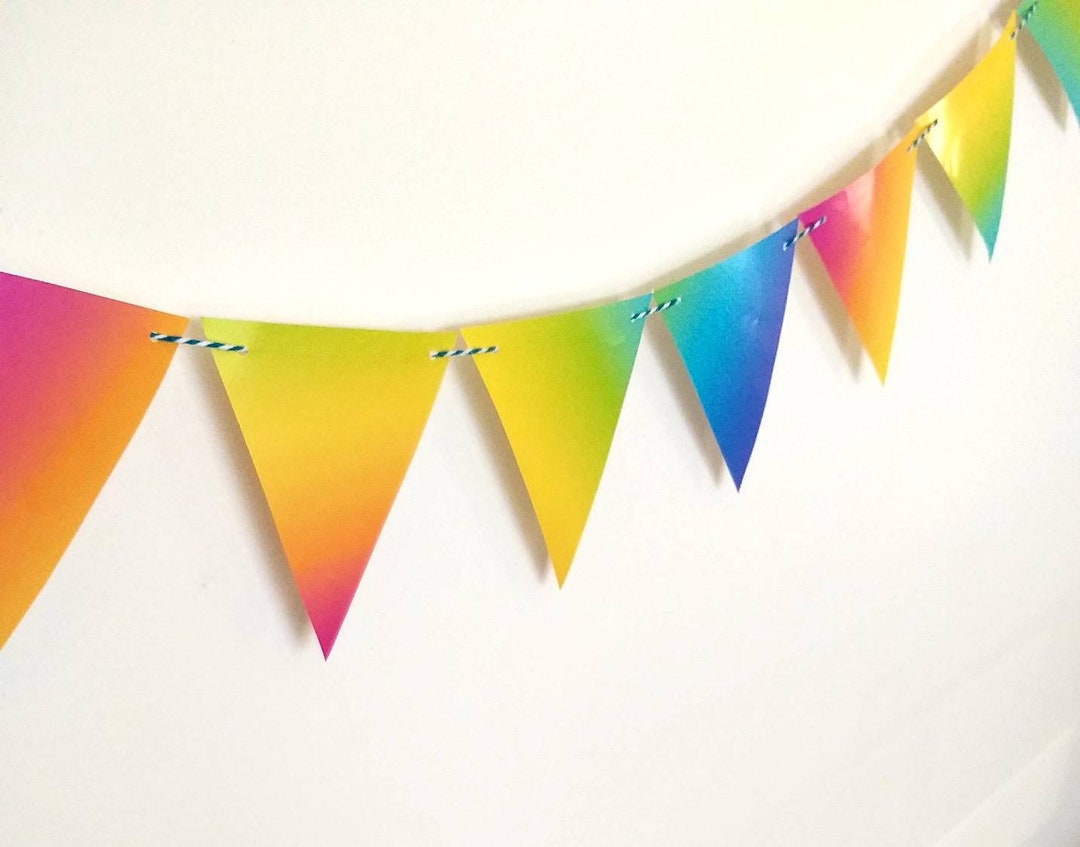 Rainbow Paper Bunting, Rainbow Banner, Rainbow Bunting, Rainbow Garland ...