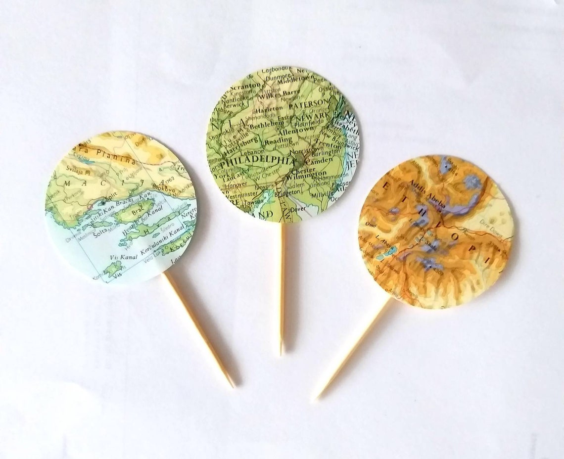 Atlas Cupcake Topper Map Cupcake Topper World Map Cupcake | Etsy