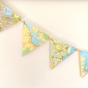 Vintage Map Garland, Paper Bunting, Road Map Banner, Map Bunting, Map ...