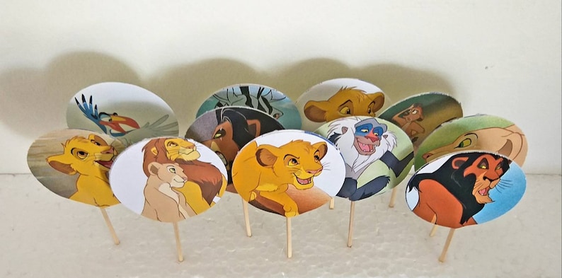 12 LION KING Cupcake Toppers, Up-cycled Book, Simba and Friends Cupcake ...