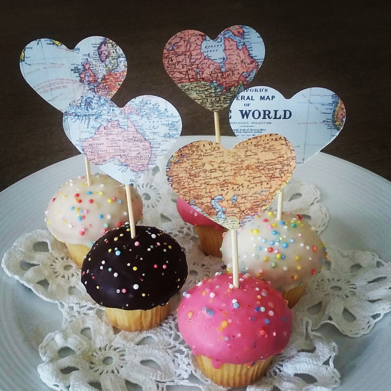 Atlas Cupcake Topper Map Cupcake Topper World Map Cupcake | Etsy