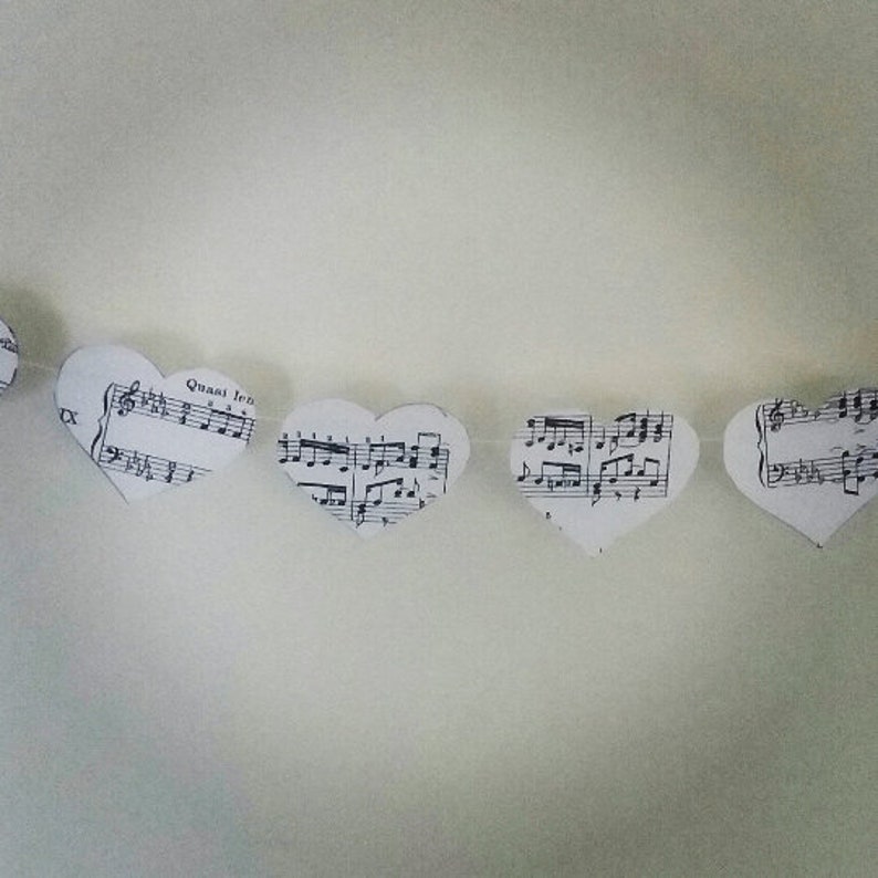 Musical Note Heart Garland Paper Bunting Music Notes Banner - Etsy