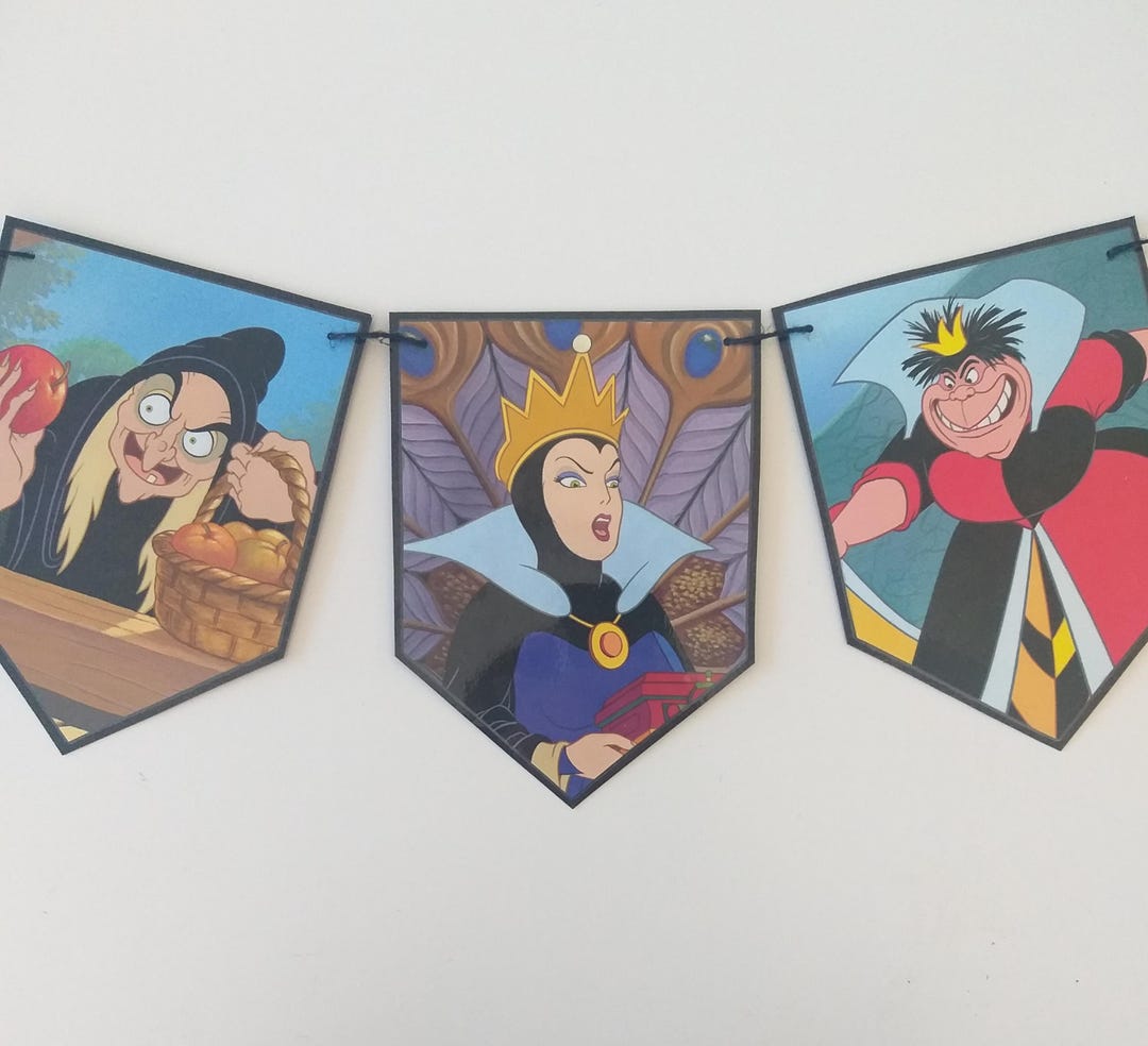 Disney Villains Book Page Bunting, Disney Villains Banner, Garland ...