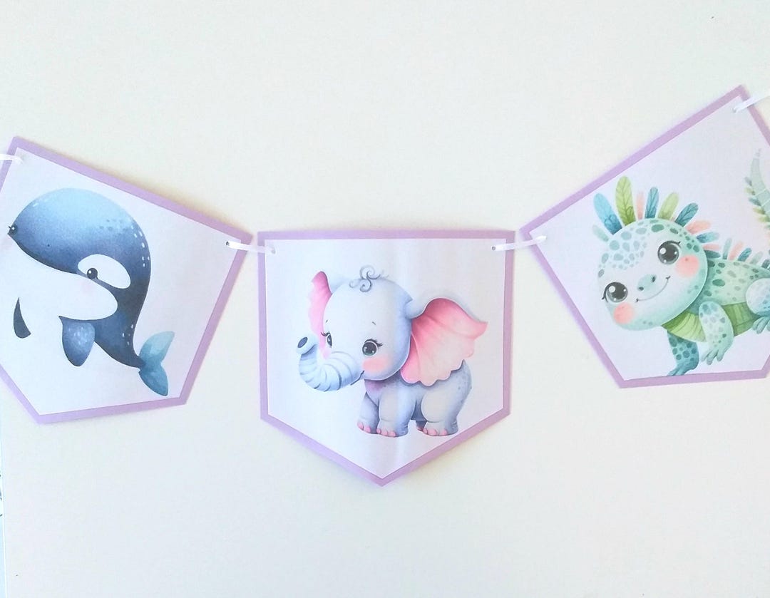 Baby Animals Bunting, Baby Animal Banner, Playroom Decor, Baby Animal ...