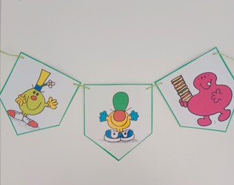 Mr Men Little Miss Book Banner, Mr Men Birthday Banner, Mr Men Room ...