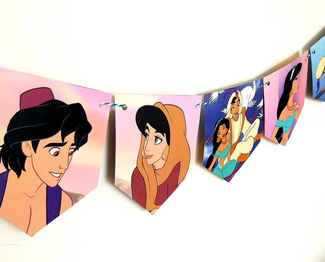 Aladdin Book Banner Disney Birthday Banner Disney Room - Etsy