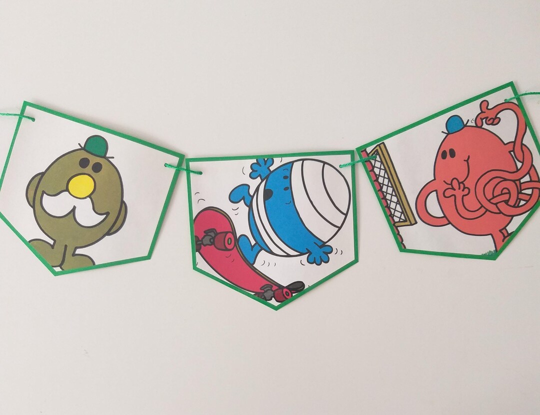 Mr Men Book Banner, Mr Men Birthday Banner, Mr Men Room Decor, Mr Men ...