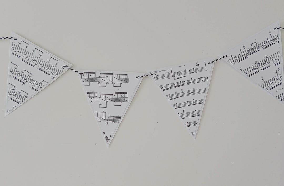 Music Sheet Garland, Laminated Bunting, Music Banner, Music Bunting ...