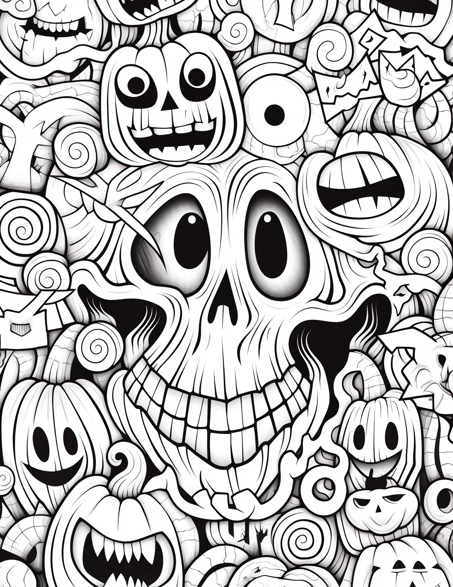 Halloween Wacky Coloring Pages - Etsy