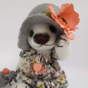 Handmade Teddy Bear in a Dress and Hat Cute Teddy Handmade Girl Author ...