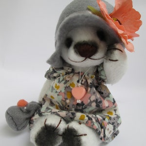 Handmade Teddy Bear in a Dress and Hat Cute Teddy Handmade Girl Author ...