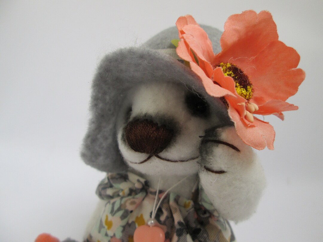 Handmade Teddy Bear in a Dress and Hat Cute Teddy Handmade Girl Author ...