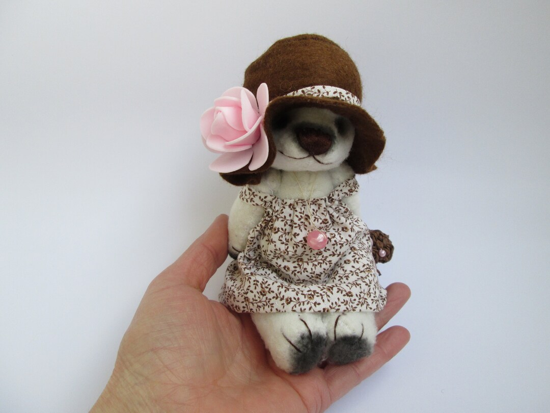 Teddy Bear Handmade Girl in Dress Collectible Toy 5"9 Inches - Etsy