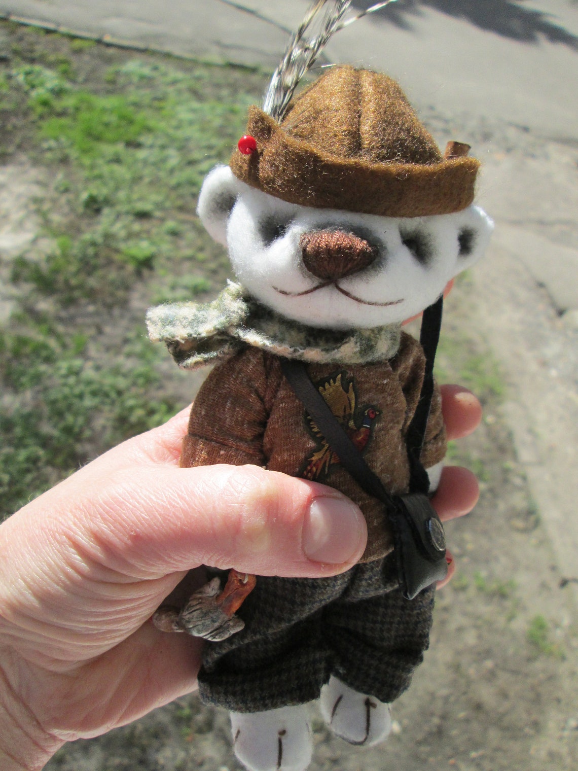 Teddy bear hunter white fleece hunting teddy size 15 cm with a | Etsy