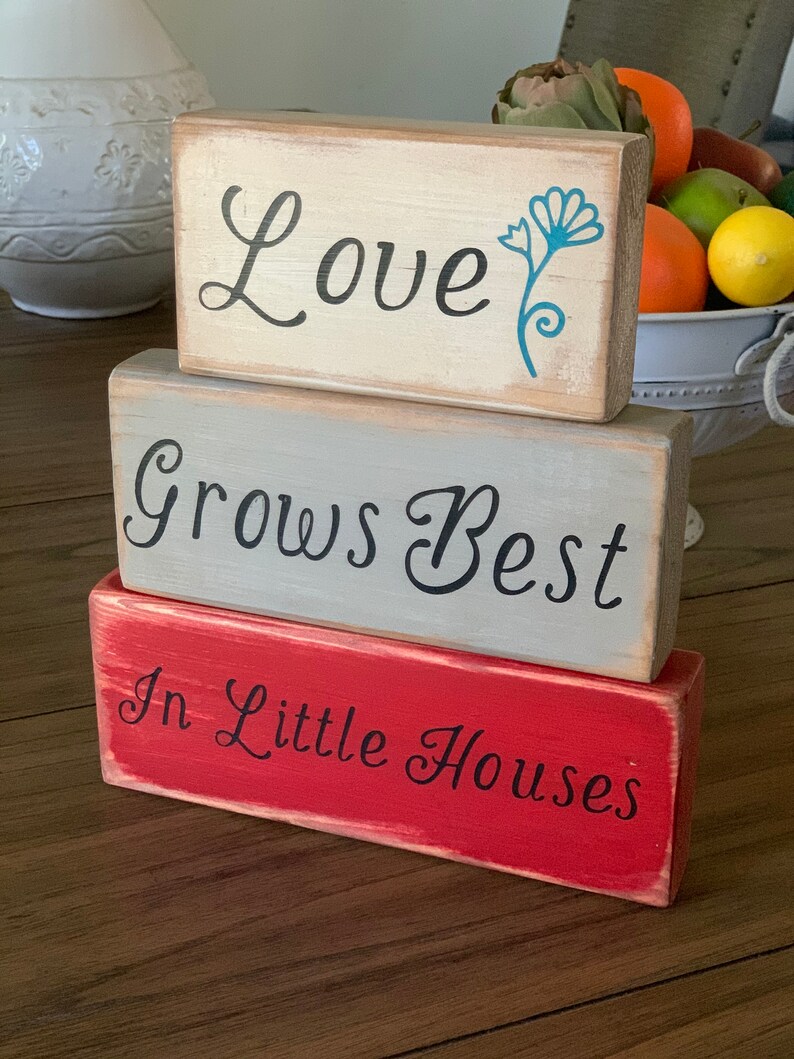 Wooden Block Sign Stacked Block Sign Shelf Sitter Gift for - Etsy