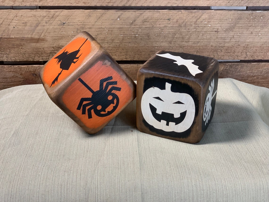 Wooden Halloween Blocks Wooden Block Wooden Block Décor - Etsy