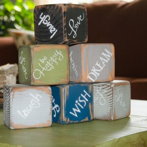 Wooden Inspiration Blocks, Wooden Block, Wooden Block Decor, Signs ...
