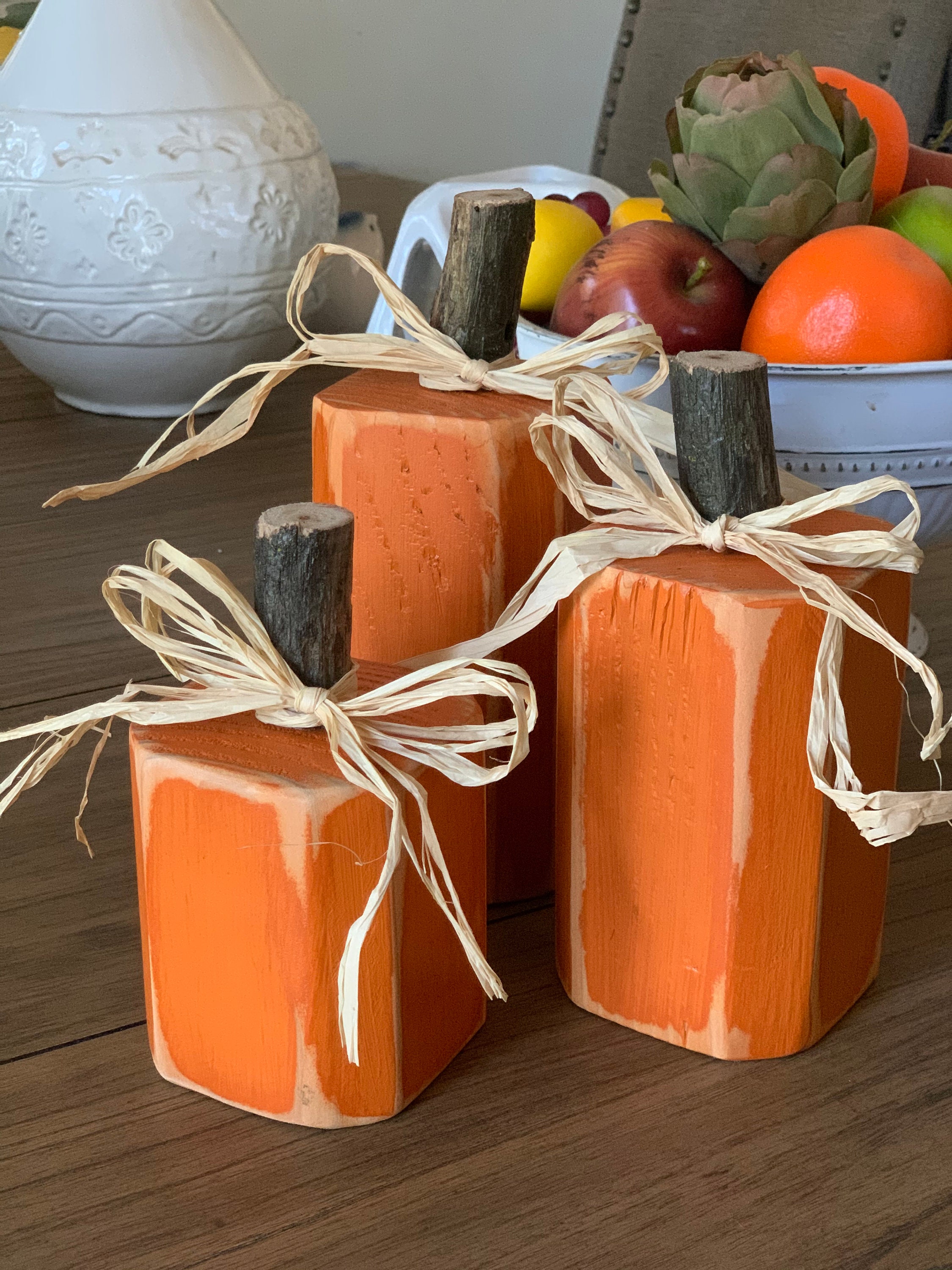Rustic Wood Pumpkin Set: Farmhouse Fall Thanksgiving Décor - Etsy