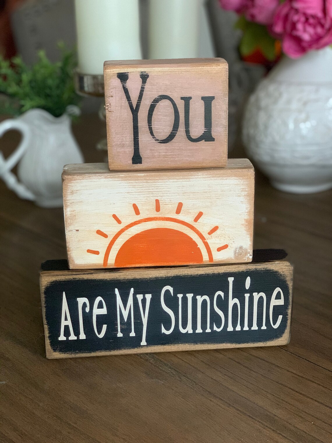 Wooden Block Sign Stacked Block Sign Shelf Sitter Gift for - Etsy