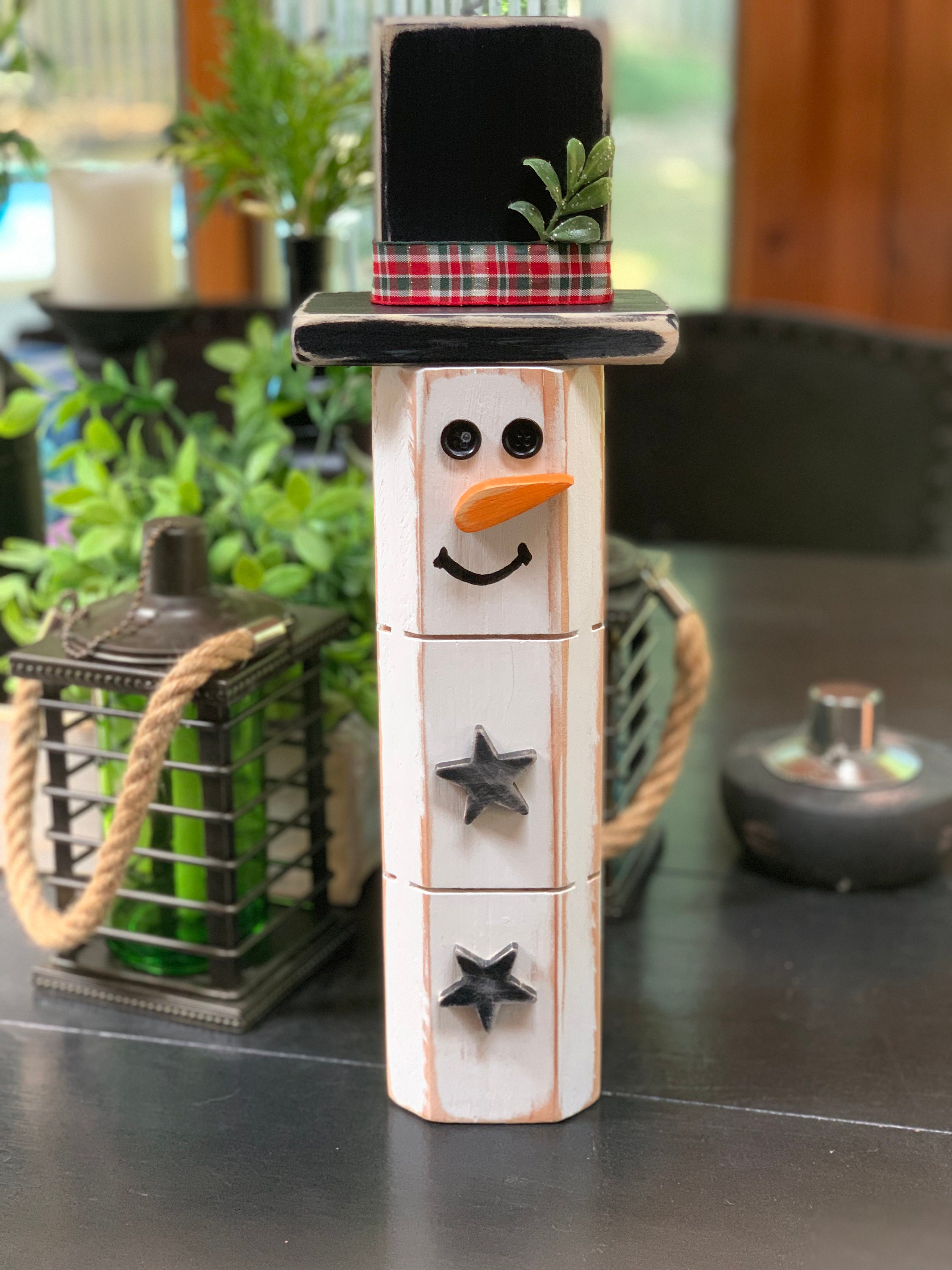 Farmhouse Christmas Snowman Decor Wood Snowman Rustic | Etsy