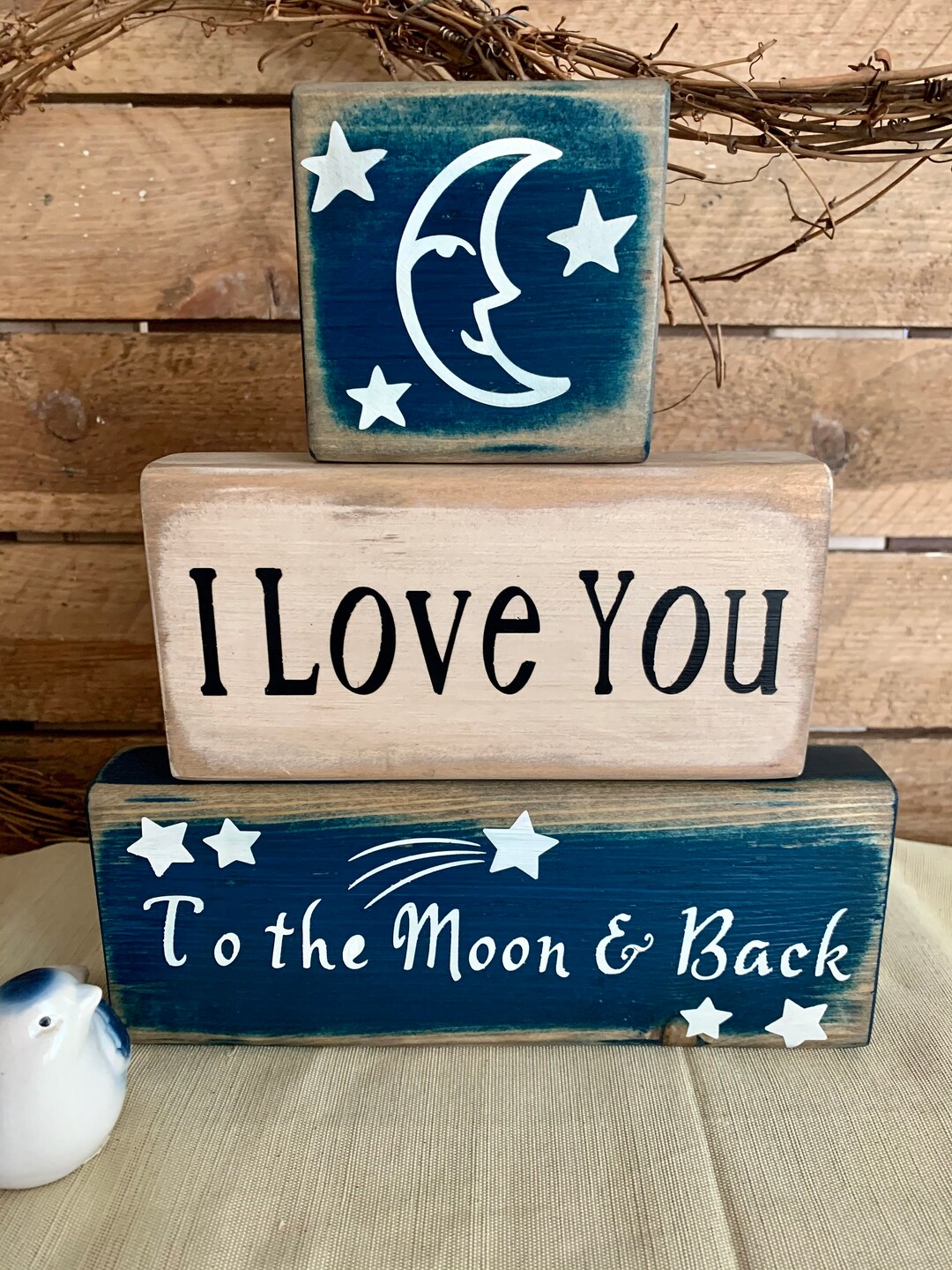 Wooden Block Sign, Stacked Block Sign, Shelf Sitter, Gift for Friends ...