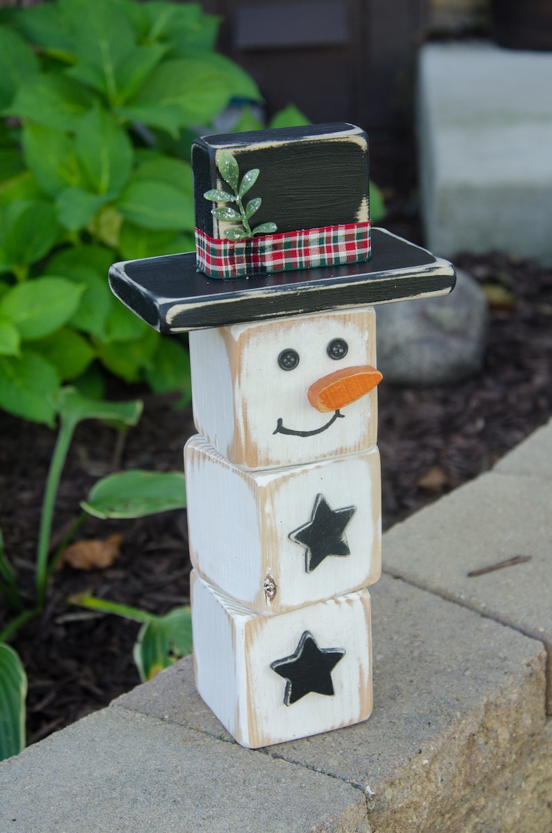 Farmhouse Christmas Snowman Decor Wood Snowman Rustic | Etsy